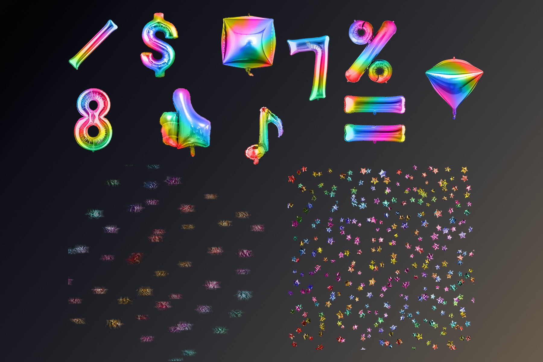 Digital RAINBOW NUMBERS Balloon,rainbow Foil Numbers Ballons,party ...