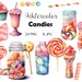 Digital Clipart CANDIES, Watercolor Clipart,sweets Clipart, Watercolor ...