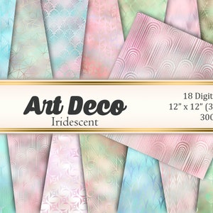 Digital Paper Pack ART DECO Iridescent,iridescent Digital Texture ...