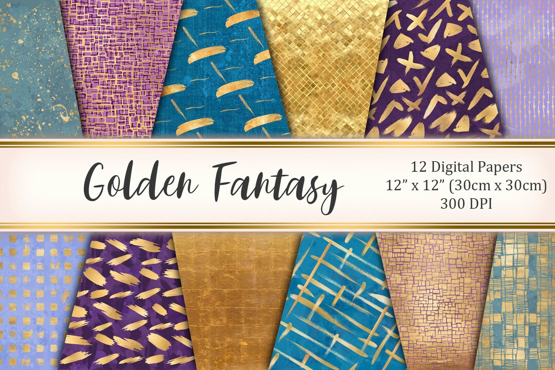 Gold Foil Digital Paper Pack GOLDEN Fantasy,abstract Digital Paper,gold ...
