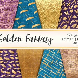 Gold Foil Digital Paper Pack GOLDEN Fantasy,abstract Digital Paper,gold ...