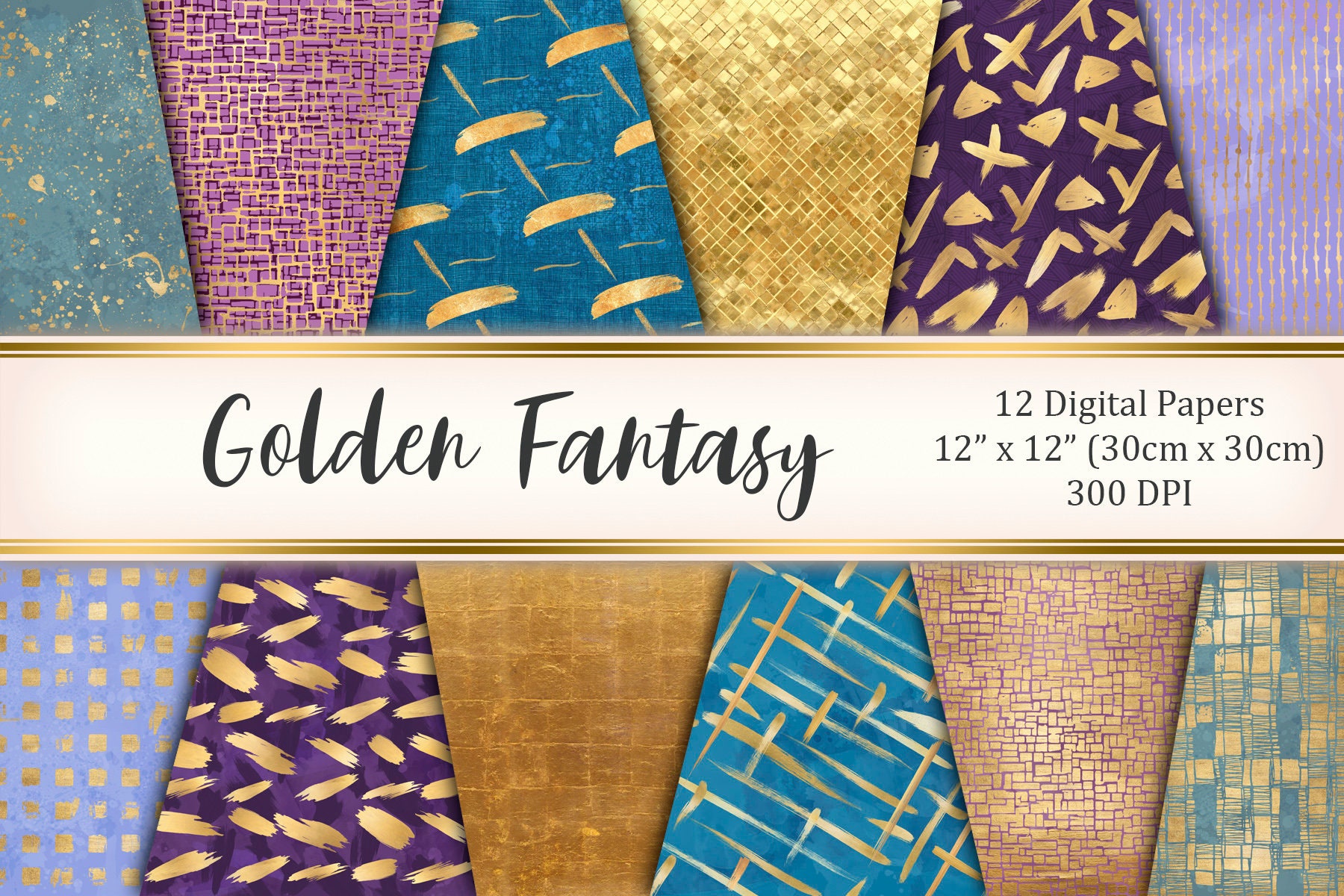 Gold Foil Digital Paper Pack GOLDEN Fantasy,abstract Digital Paper,gold ...