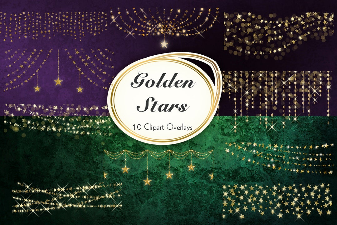 Digital Clipart GOLDEN Stars,sparkling Fairy Wedding Digital Overlay ...