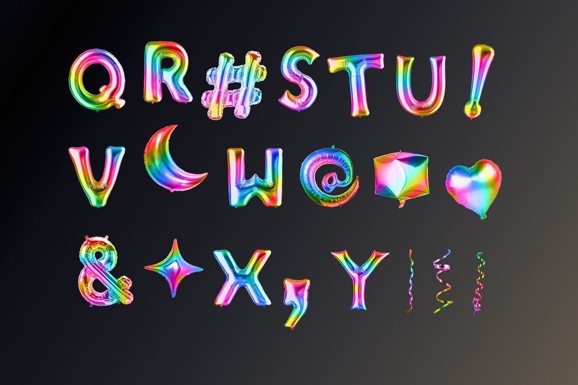 Digital RAINBOW LETTERS Balloondigital Rainbow Foil Letters - Etsy