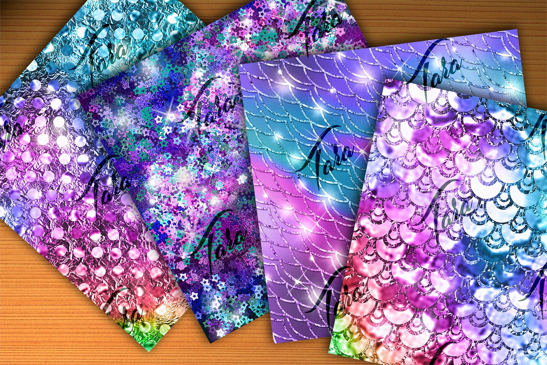 MERMAID SHIMMER Digital Paper Packglitter - Etsy