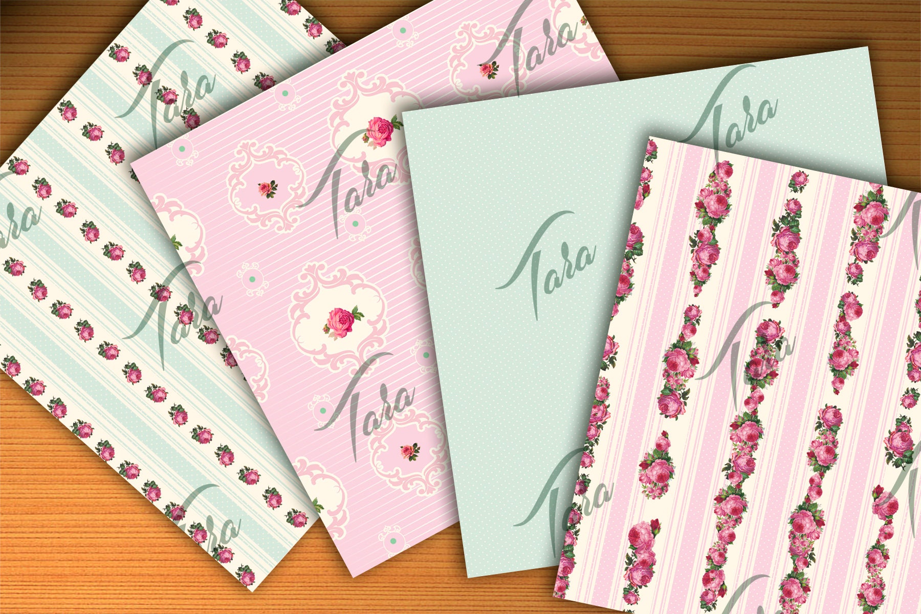 Shabby Chic Digital Paper FLORAL Garden,digital Paper Shabby Chic ...