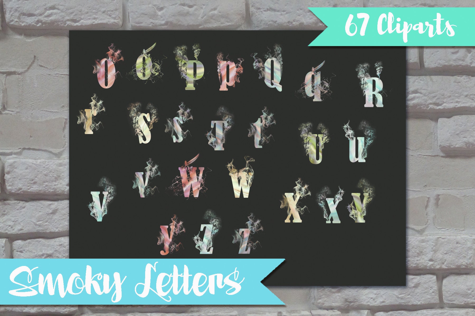 Digital Alphabet SMOKY Letters,digital Letters and Numbers Clipart ...