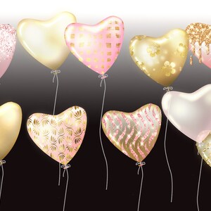 Digital BLUSH&GOLD Heart BALLONS Clipart,pink Glitter Ballons,confeti ...