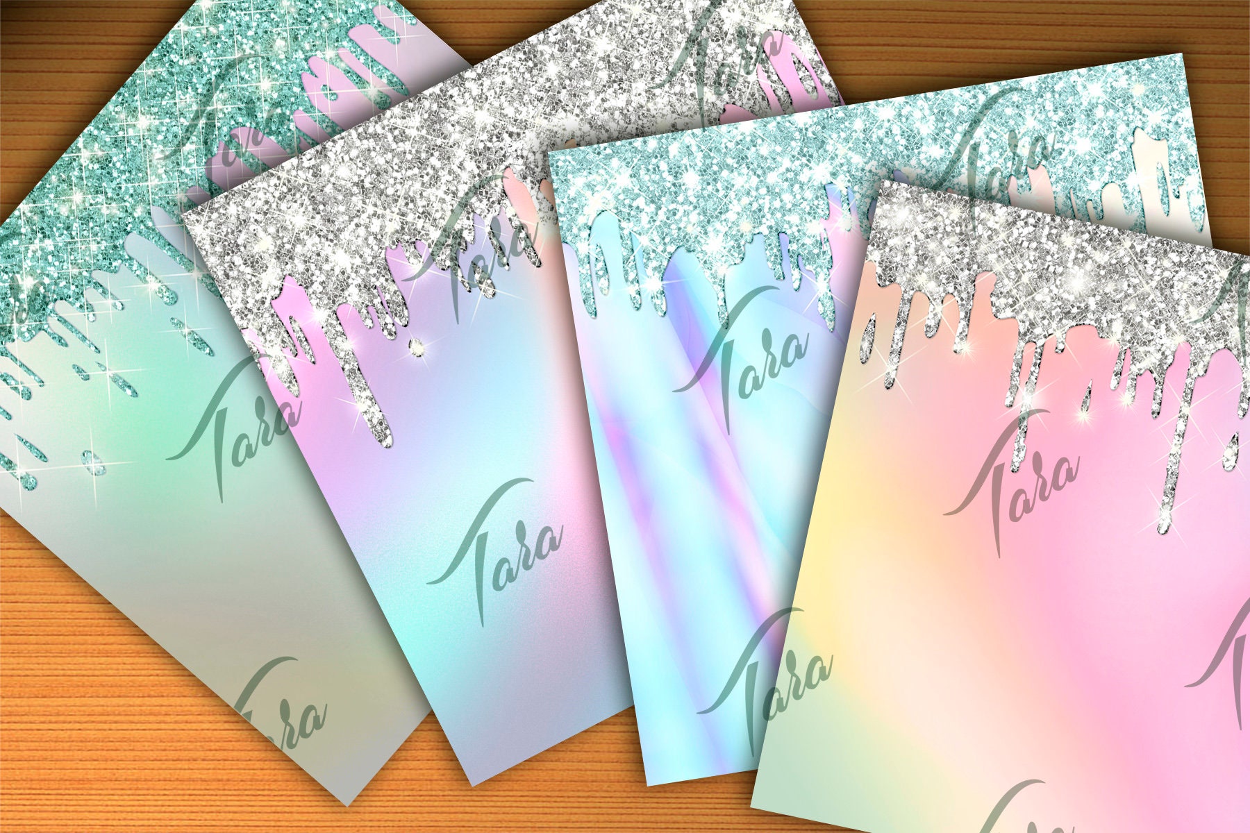 Digital Paper Pack RAINBOW GLITTER Ombreglitter Drips - Etsy