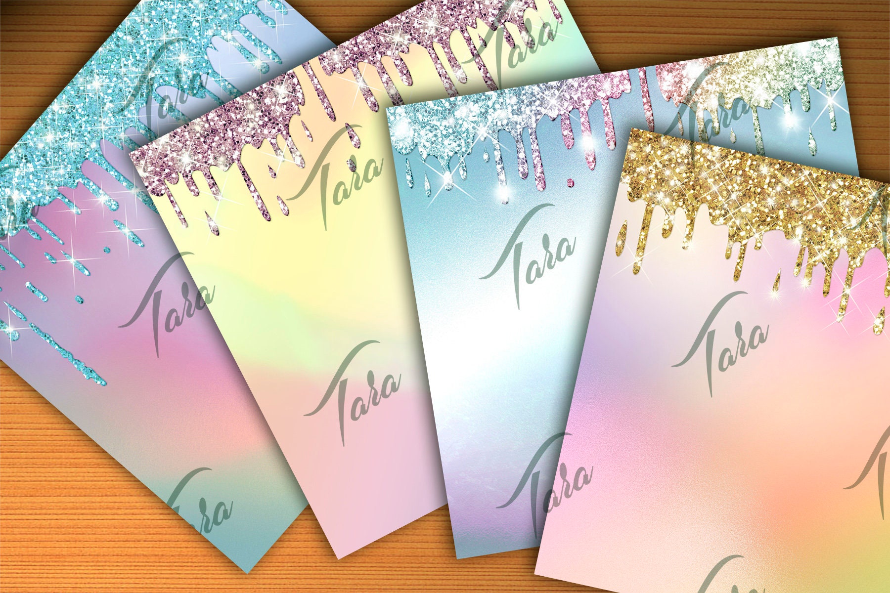Digital Paper Pack RAINBOW GLITTER Ombre,glitter Drips Scrapbooking ...