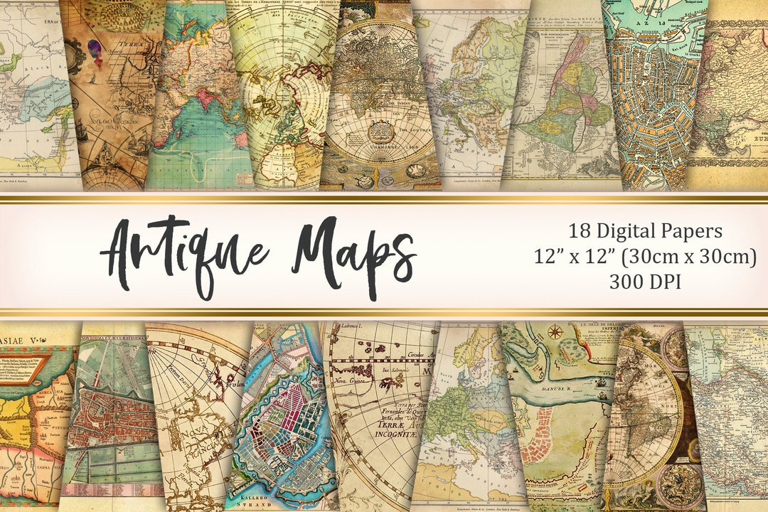 Digital Paper Pack ANTIQUE Maps,old Maps Pattern,planner Graphic ...