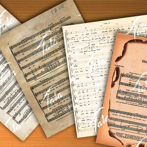 Digital Paper VINTAGE MUSIC Sheets,shabby Sheet Music Papers Printable ...