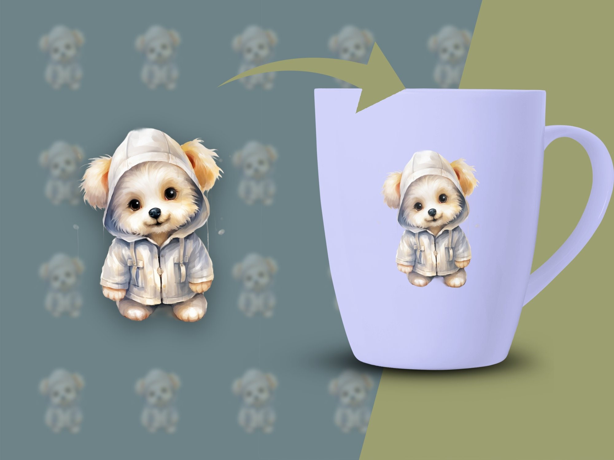 PUPPY in RAINCOAT Clipart,watercolor Animal Clipart,cute Dog Png ...