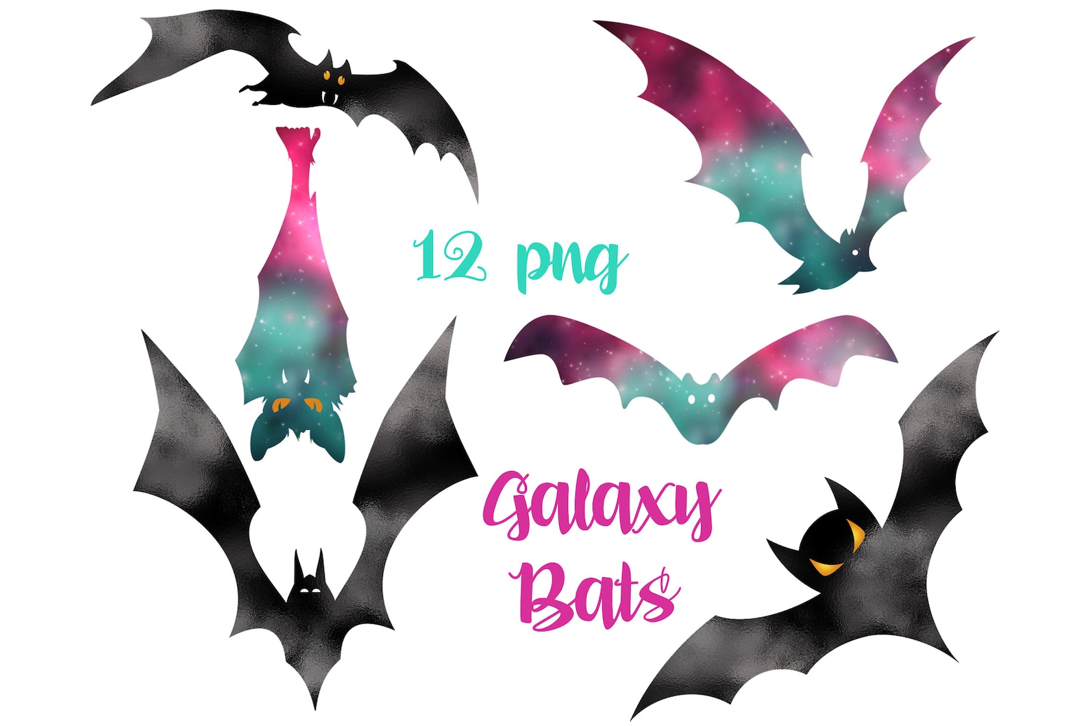 Digital Clipart GALAXY Bats,bats Clipart,cosmic Clip Art,rainbow Bats ...