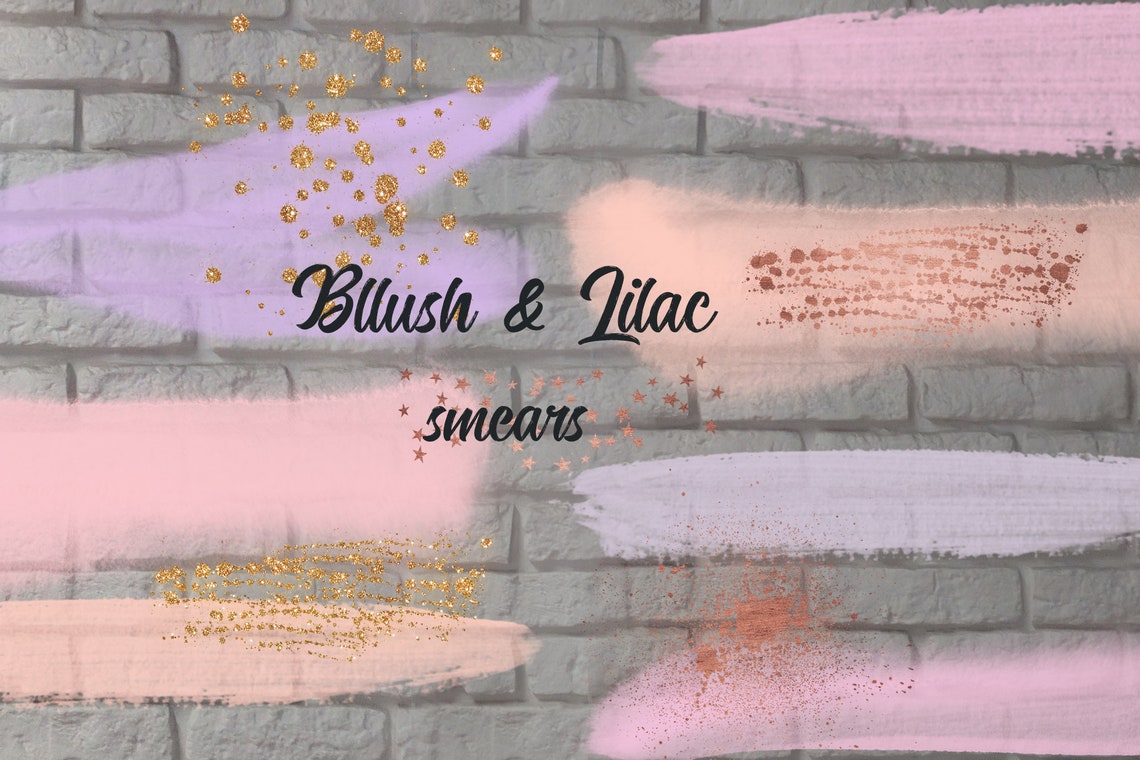 Digital Paint Strokes Blush&lilac,blush Lilac Watercolor Paint Brush ...