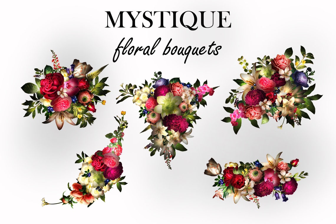 Digital Bouquets Clipart Mystique,floral Arrangements,instant Download Digital Bouquets,wedding ...