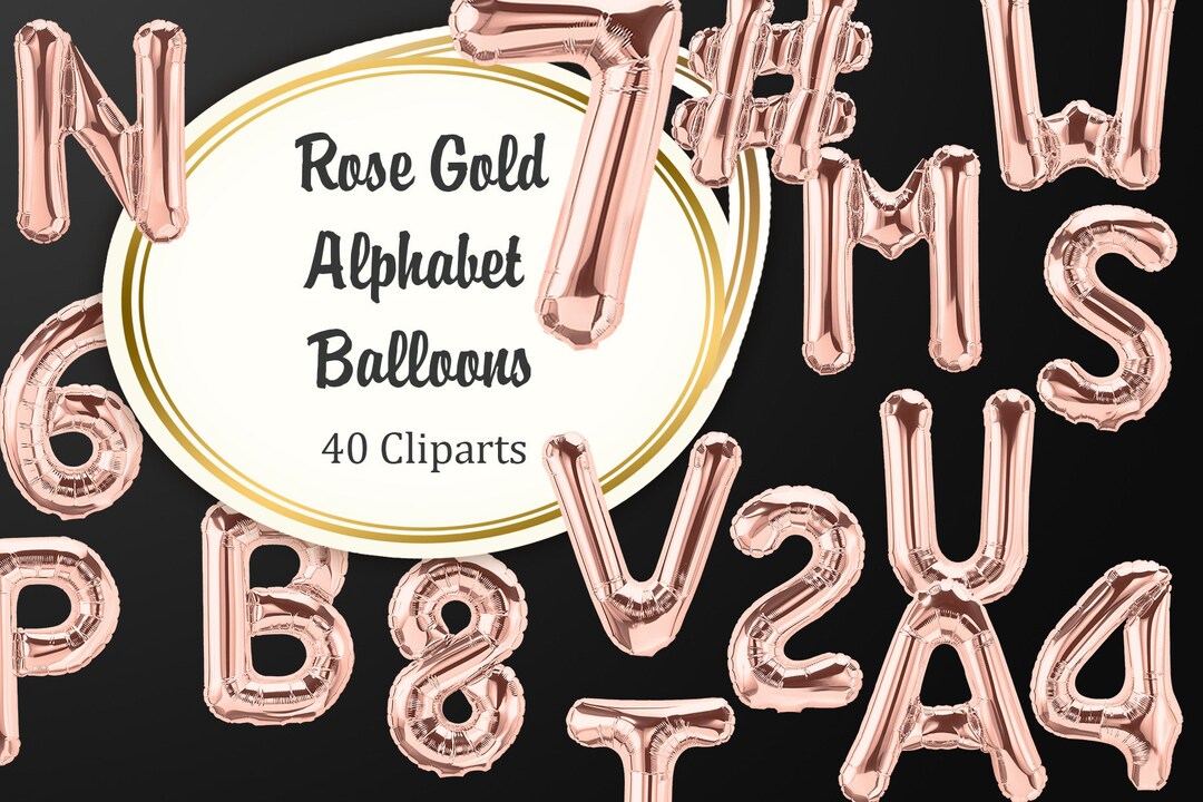 Digital ROSE GOLD ALPHABET Balloons,digital Foil Letters and Numbers ...