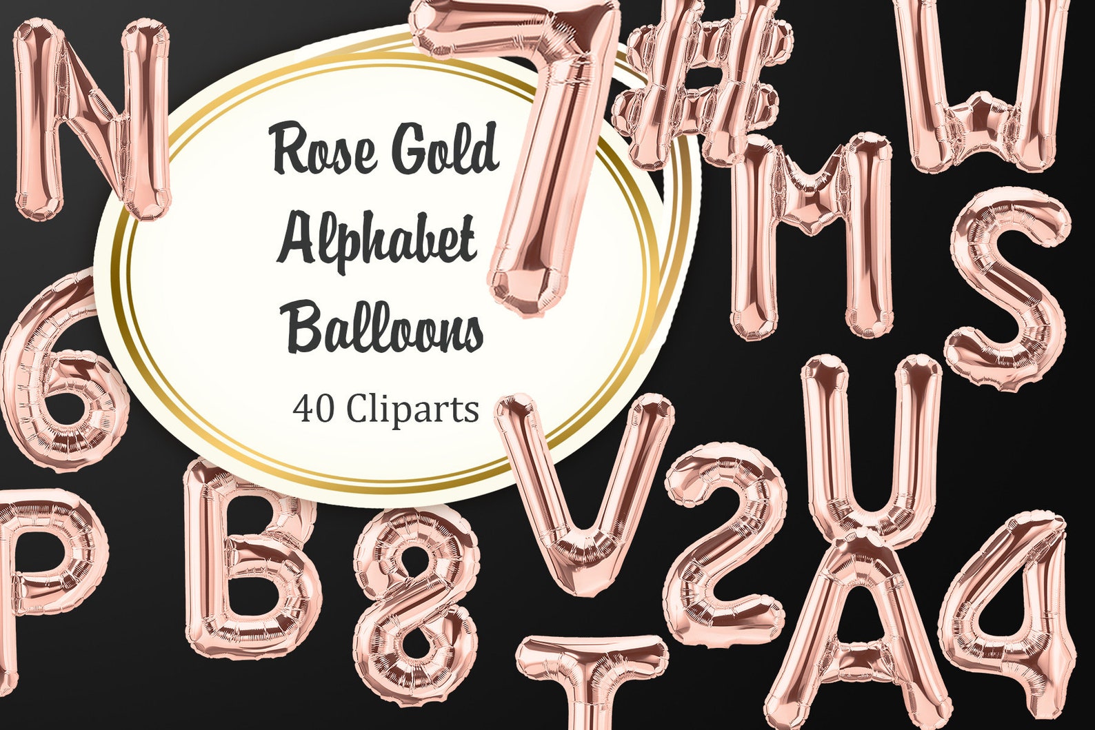 Digital ROSE GOLD ALPHABET Balloons,digital Foil Letters and Numbers ...