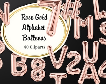 Rose Gold Foil Balloon Lowercase Letter Clipart Rose Gold - Etsy