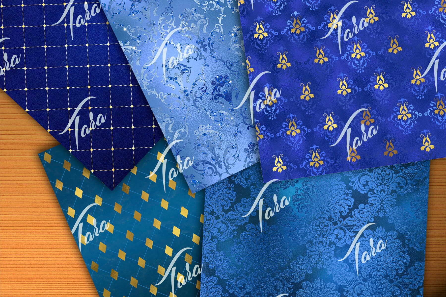 Digital Scrapbook Kit Blue&gold,gold Foil Textures Blue Gold Pearls ...