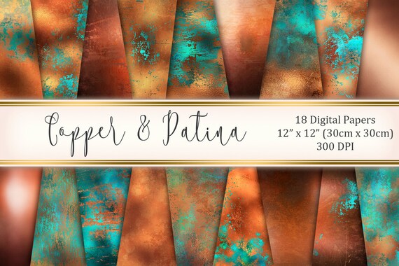 Digital paper pack COPPER&PATINARusted Copper foil | Etsy