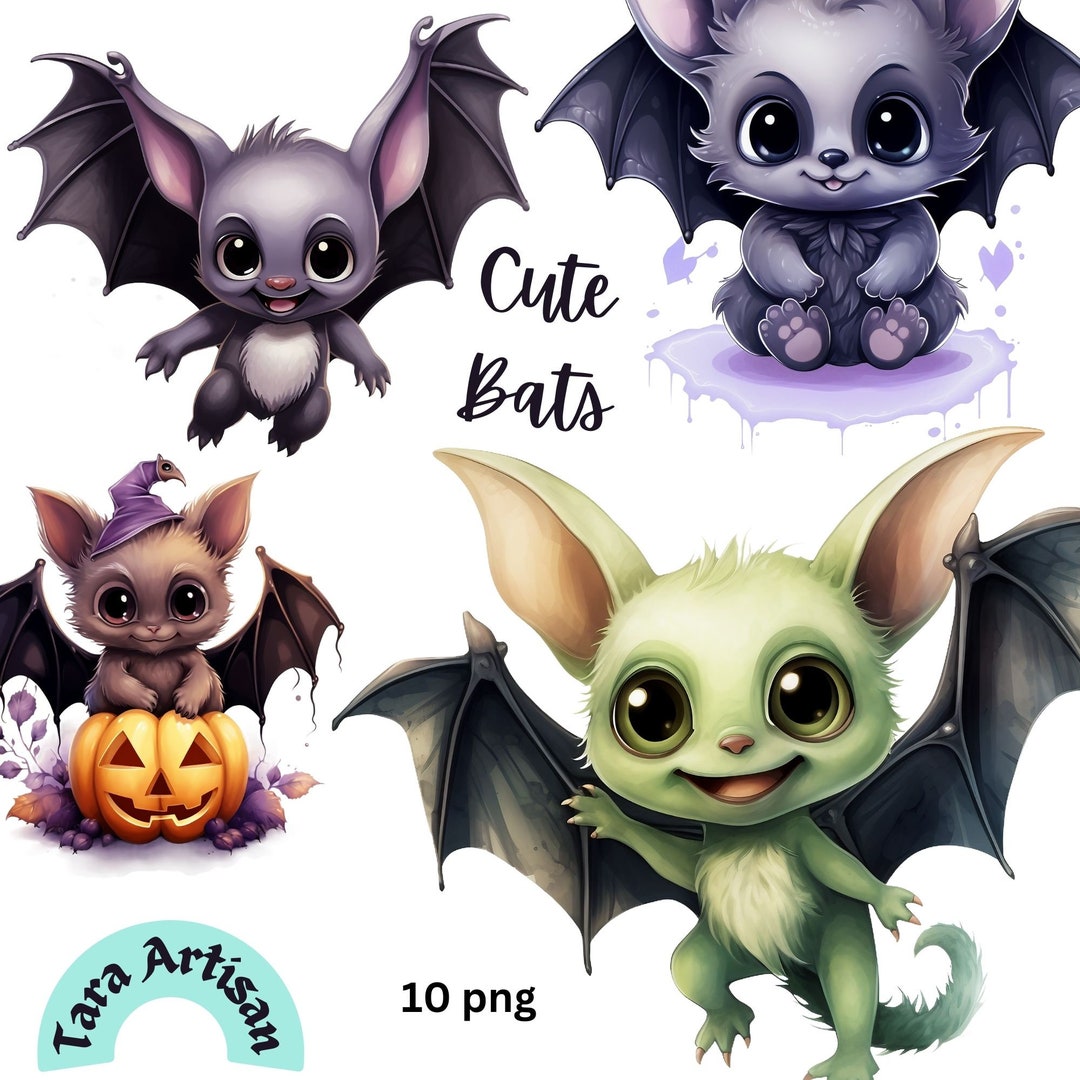 Halloween CUTE BATS Clipart,bat Clipart,watercolor Bat Clipart,pumpkin ...