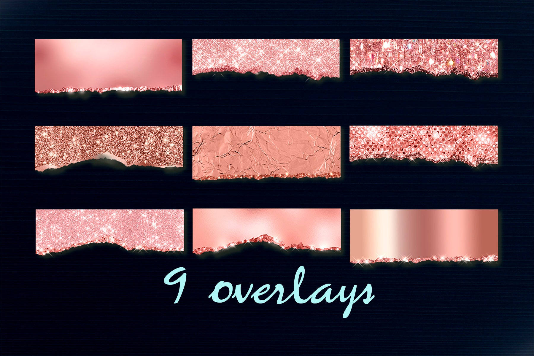 ROSE GOLD BORDERS Digital Overlays,glitter Borders,rose Gold Foil ...