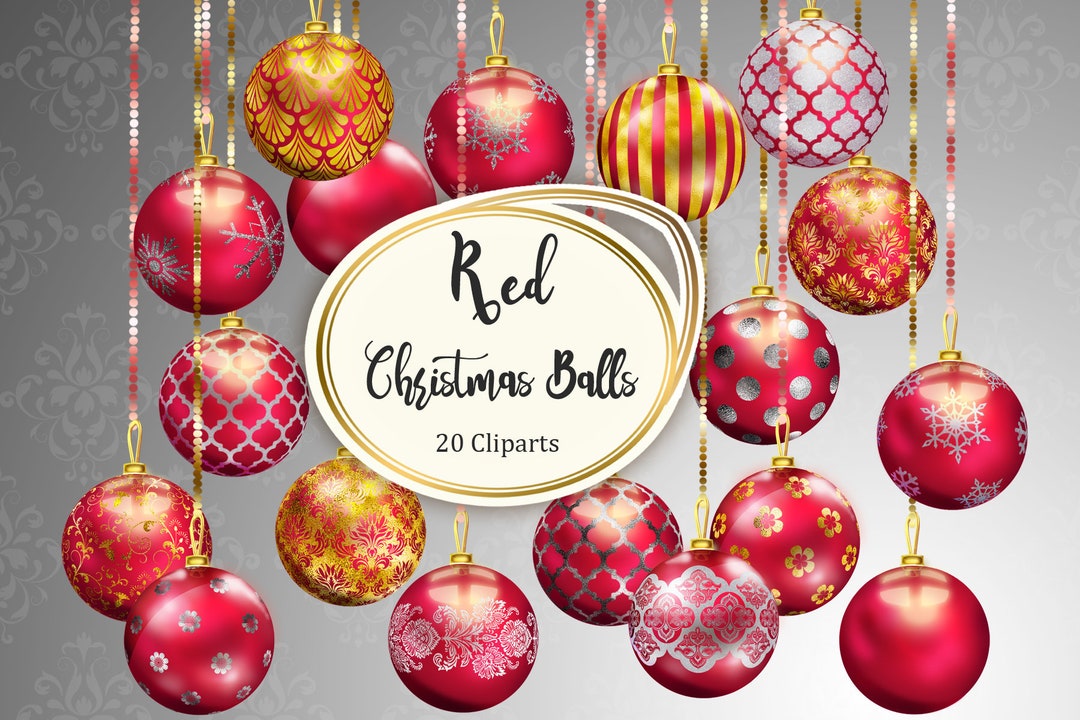 RED CHRISTMAS BALLS Clipart,christmas Baubles Clipart,christmas ...