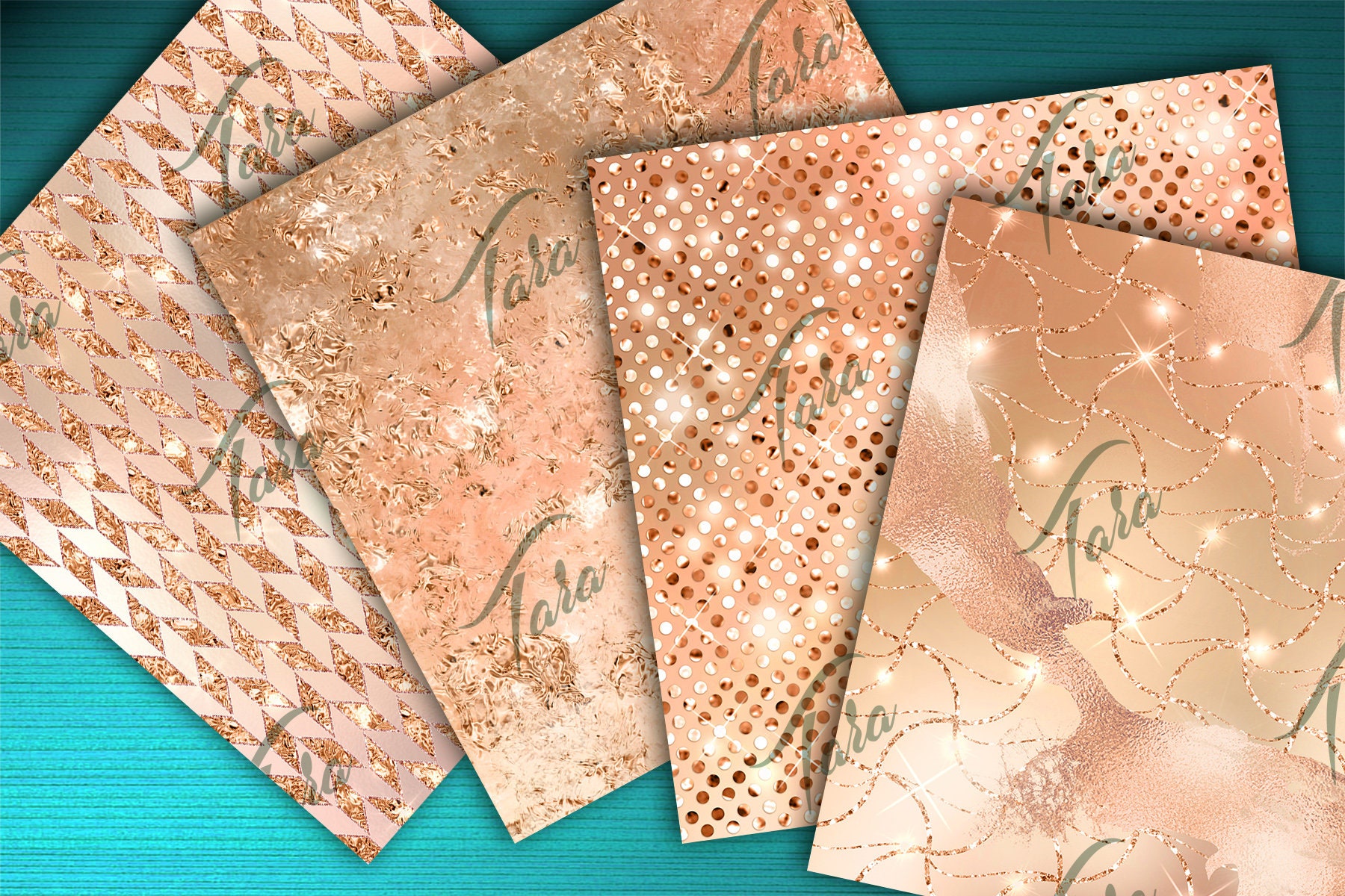 PEACH SHIMMER Digital Paper Pack,glitter Background,printable Scrapbook ...