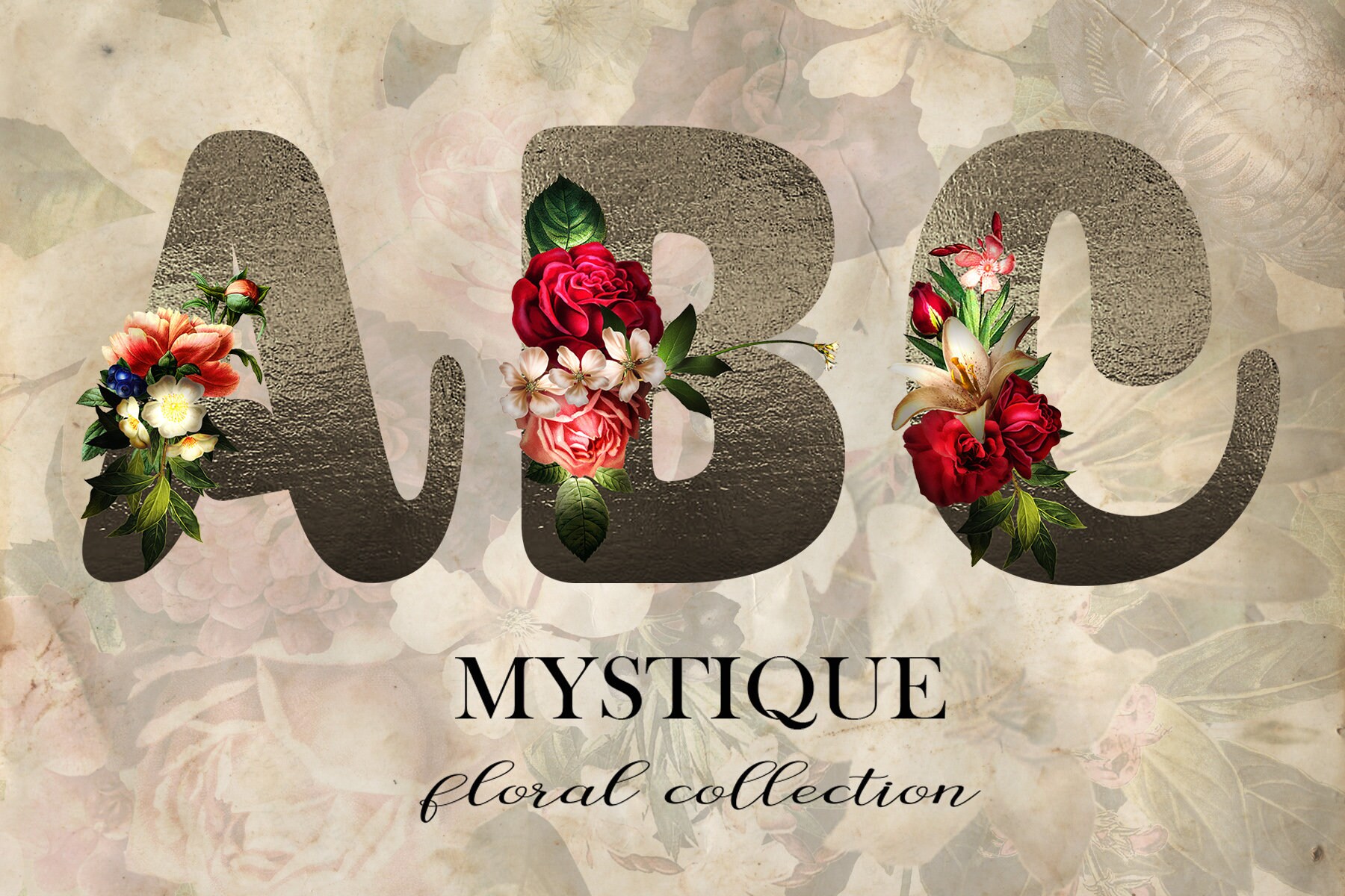 Digital Alphabet Mystiquemetalic Foil Lettersdigital Letters - Etsy