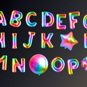 Digital RAINBOW LETTERS Balloon,digital Rainbow Foil Letters Ballons ...