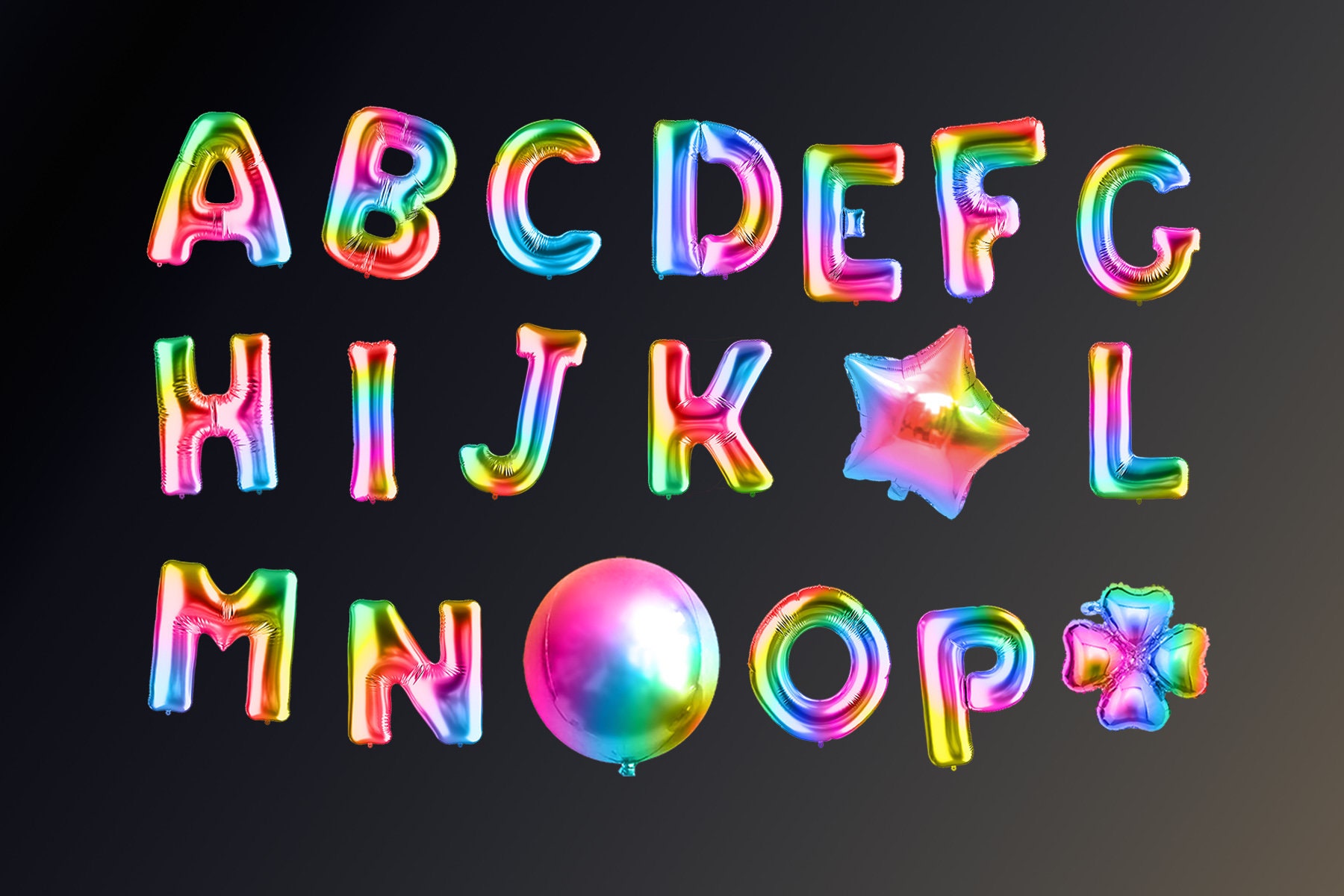 Digital RAINBOW LETTERS Balloondigital Rainbow Foil Letters - Etsy