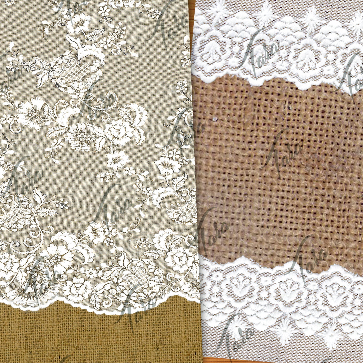 Digital Paper Pack Lace&burlap,burlap Digital Paper,lace Clipart ...