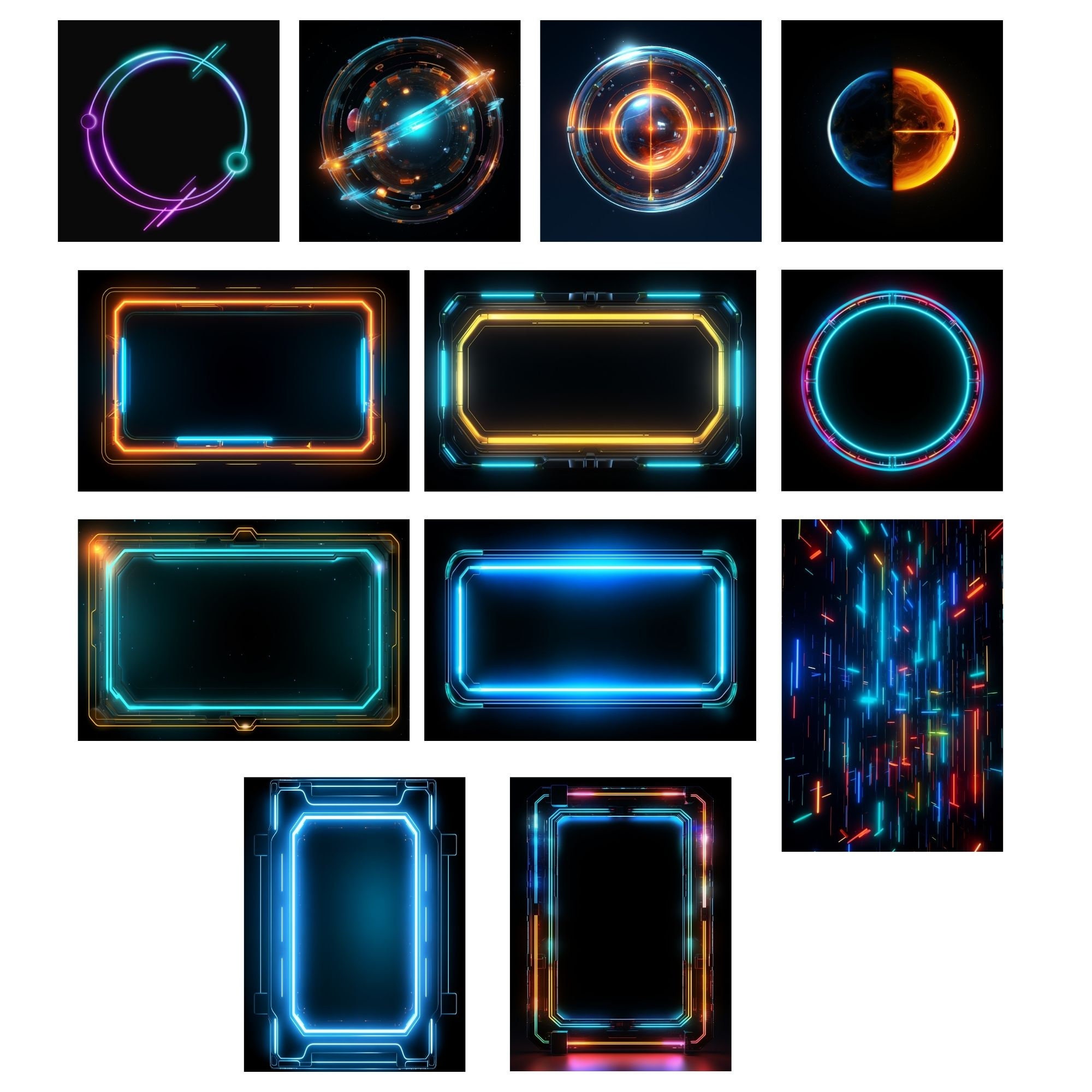 31 CYBERPUNK FRAMES Photoshop Overlays, Neon Lights,futuristic Tech Frames,photoshop Effects ...