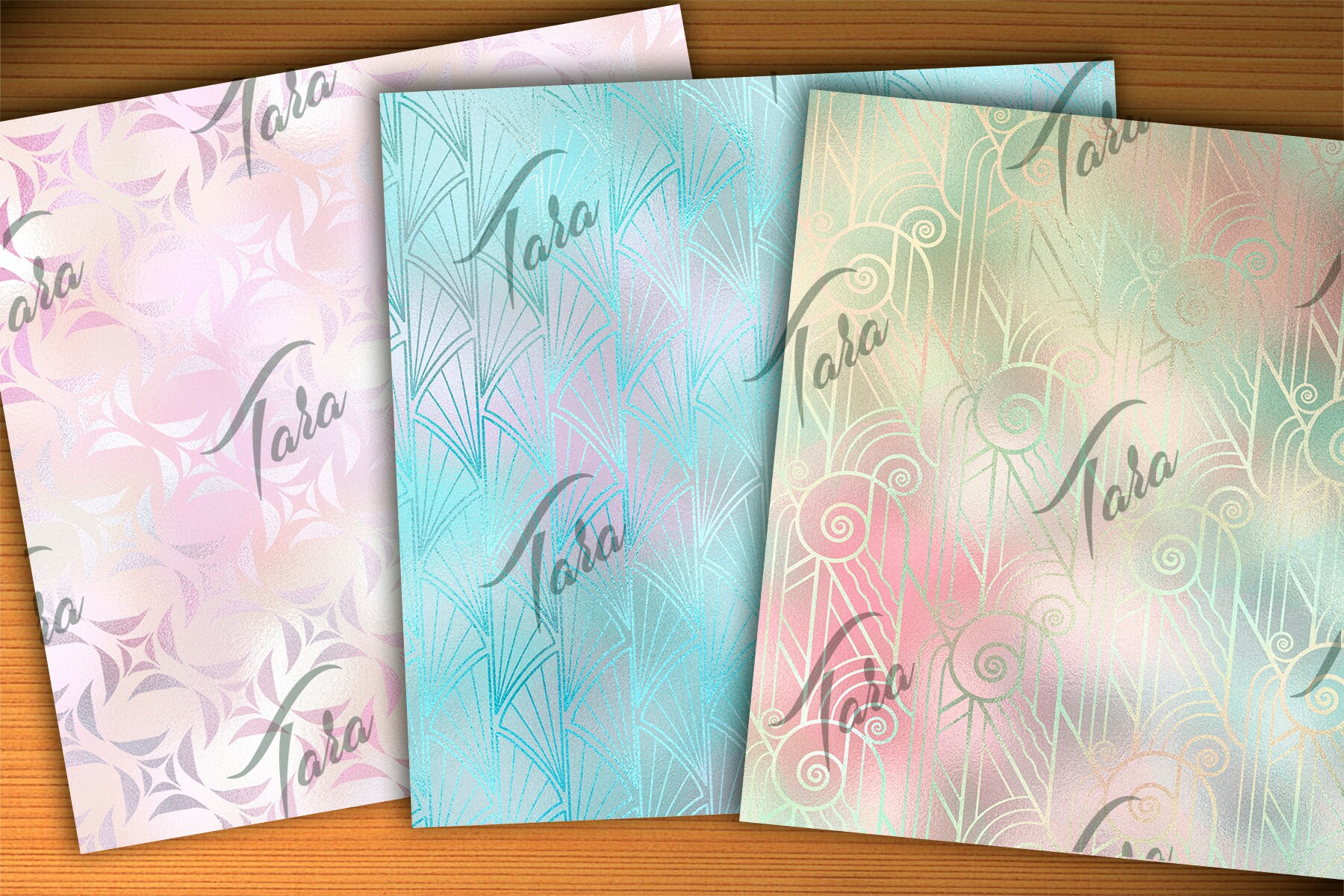 Digital Paper Pack ART DECO Iridescent,iridescent Digital Texture ...