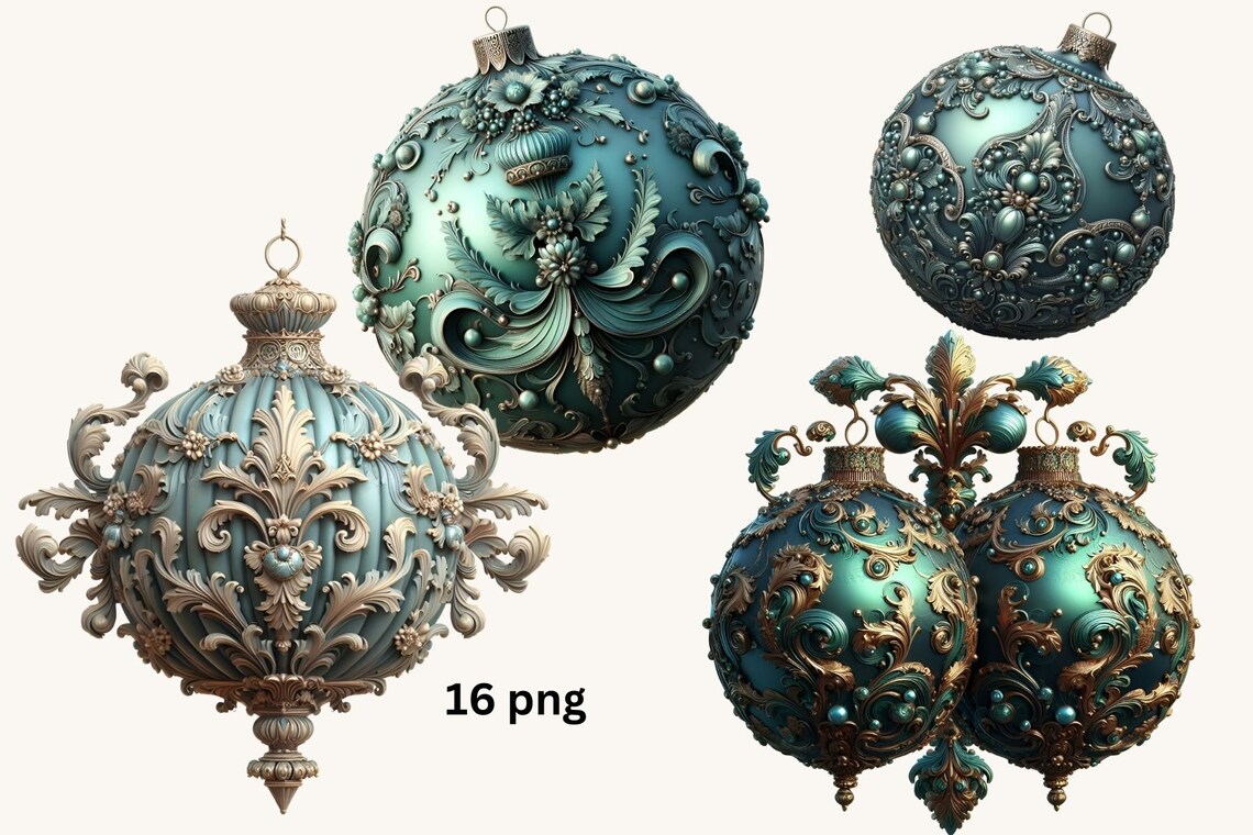 VICTORIAN CHRISTMAS BUBBLES Clipart,christmas Balls Ornaments Clipart ...