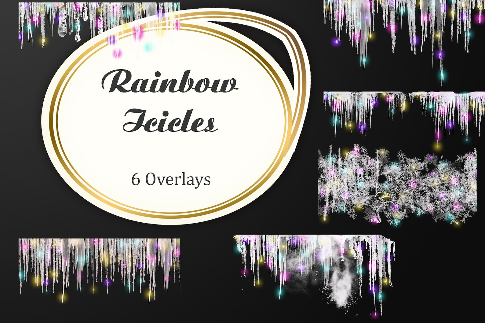 Digital RAINBOW ICICLES Clipart,winter Overlays,planner Graphic,icicles ...