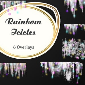 Digital RAINBOW ICICLES Clipart,winter Overlays,planner Graphic,icicles ...
