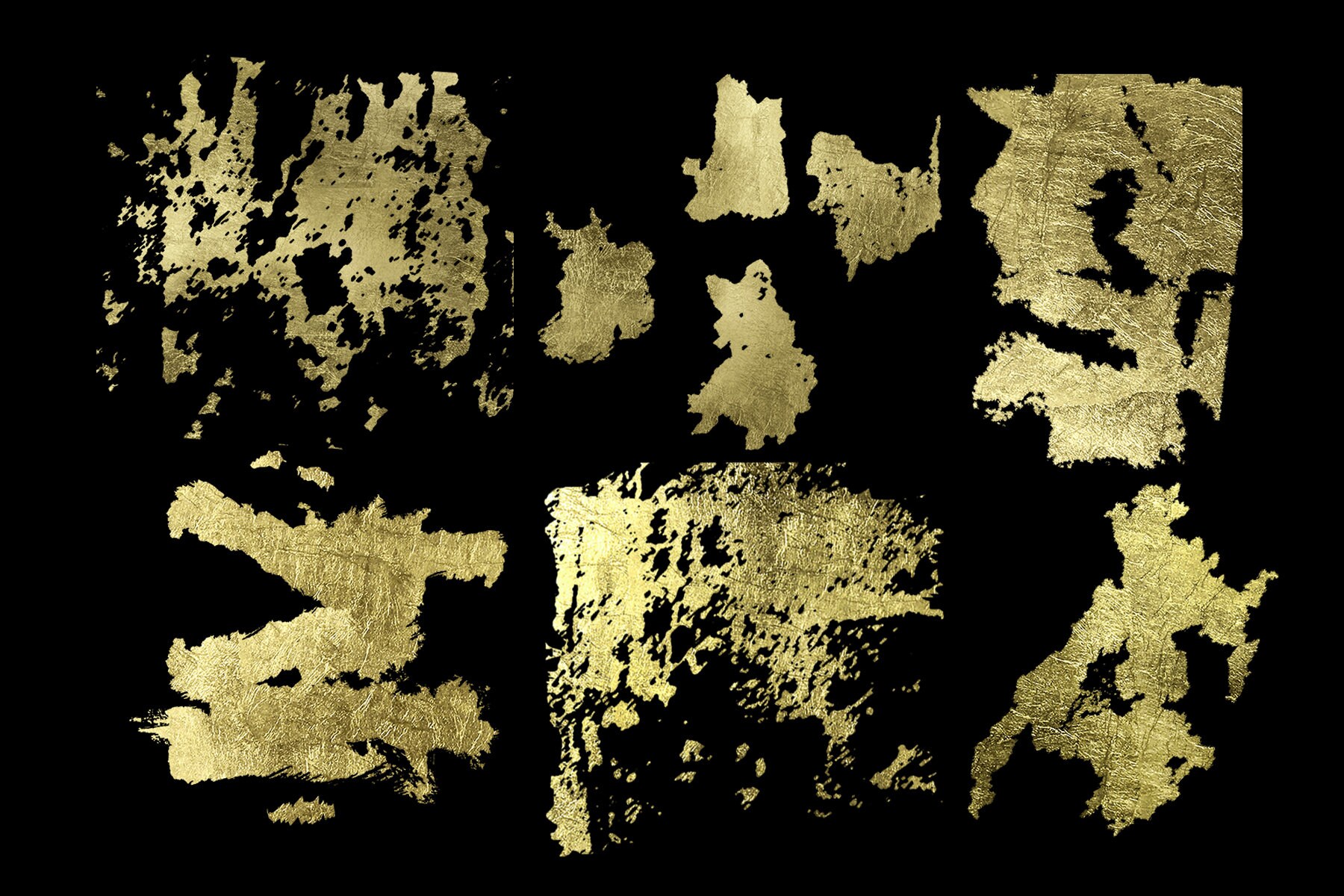 6 x 6 digitales GOLD FLAKES II Overlays, textura de lámina de oro ...