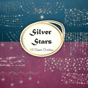 Digital Clipart SILVER Stars,sparkling Fairy Wedding Digital Overlay ...