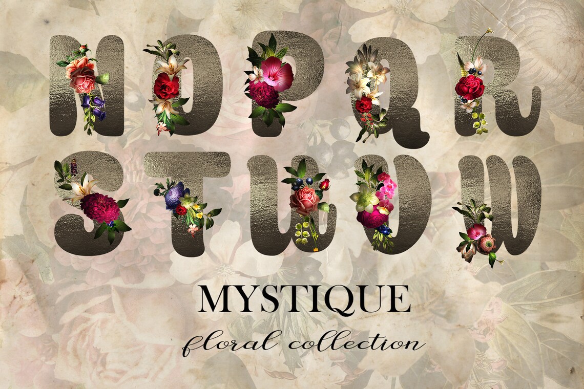 Digital Alphabet Mystiquemetalic Foil Lettersdigital Letters - Etsy