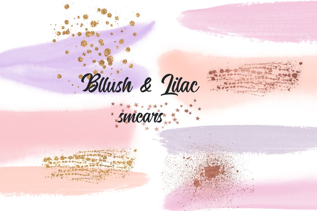 Digital Paint Strokes Blush&lilac,blush Lilac Watercolor Paint Brush ...