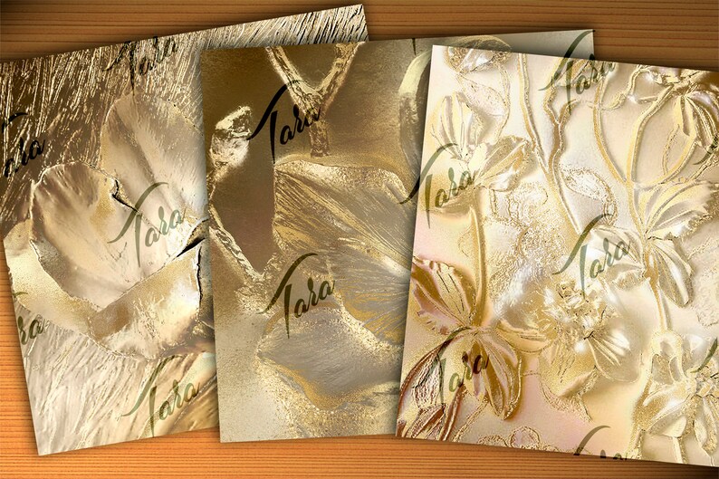 Gold Foil Digital Paper Pack GOLDEN Floralfloral Digital - Etsy