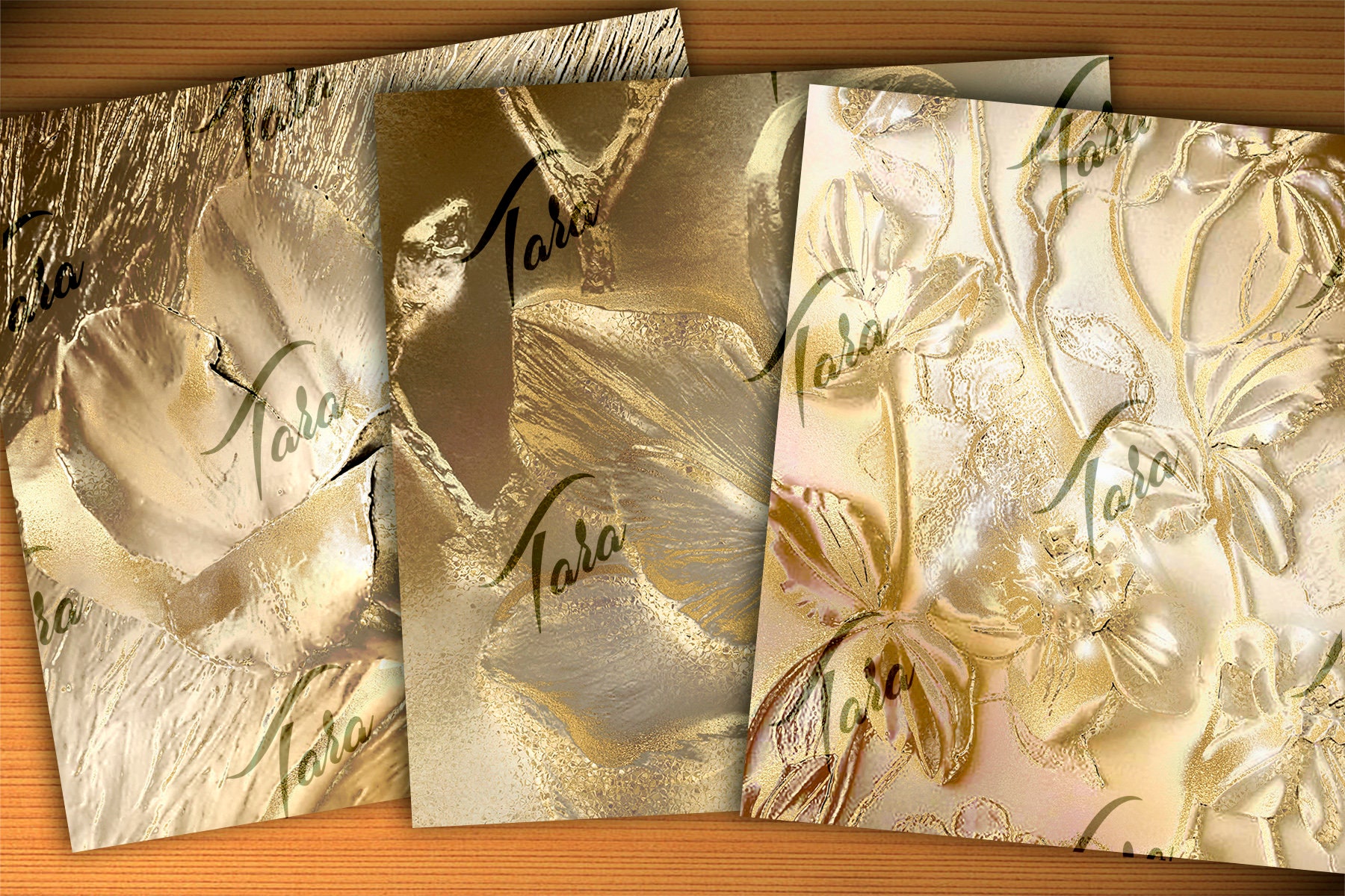 Gold Foil Digital Paper Pack GOLDEN Floralfloral Digital - Etsy