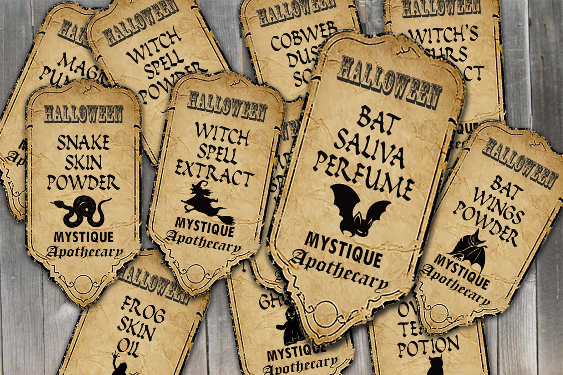 Digital HALLOWEEN Potion Labels,bats, Skulls,witches, Printable ...