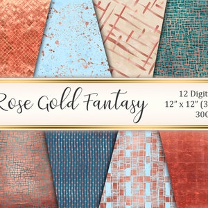 Gold Foil Digital Paper Pack ROSE GOLD Fantasy,abstract Digital Paper ...