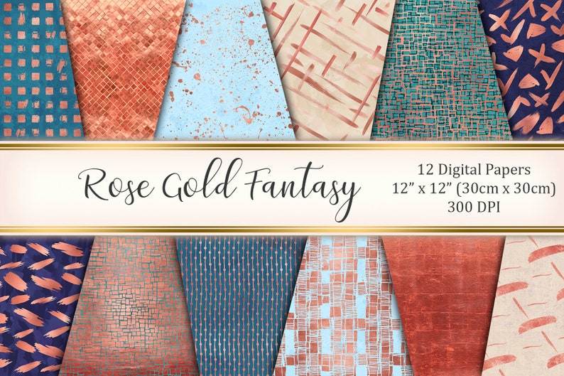 Gold Foil Digital Paper Pack ROSE GOLD Fantasy,abstract Digital Paper ...