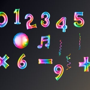 Digital RAINBOW NUMBERS Balloon,rainbow Foil Numbers Ballons,party ...