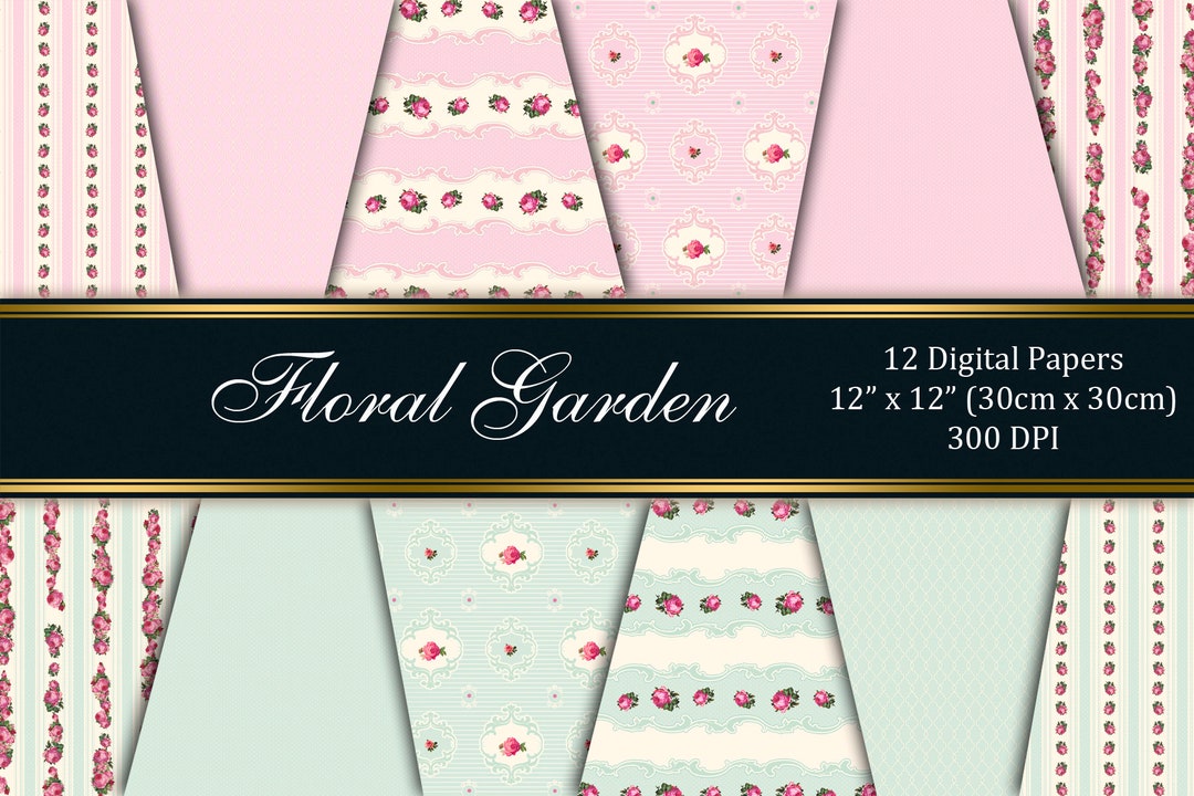 Shabby Chic Digital Paper FLORAL Garden,digital Paper Shabby Chic ...