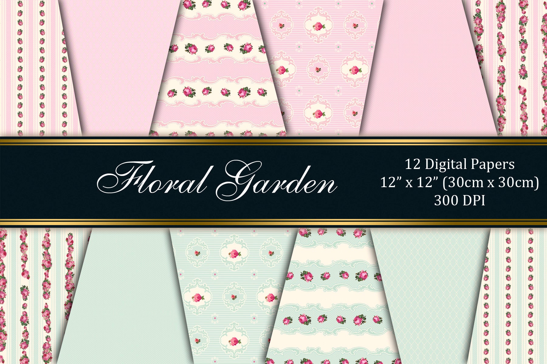 Shabby Chic Digital Paper FLORAL Garden,digital Paper Shabby Chic ...